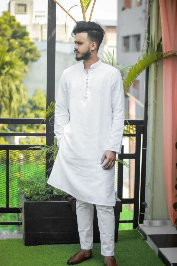 Solid Premium White Panjabi - fabirio